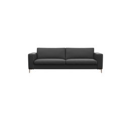 3-Sitzer FLEXLUX, B:229cm H:85cm T:92cm, schwarz, 100% Echteder, Sofas, "Fiore, super Sitzkomfort durch Kaltschaum im Sitz", breite Armlehnen, Füße