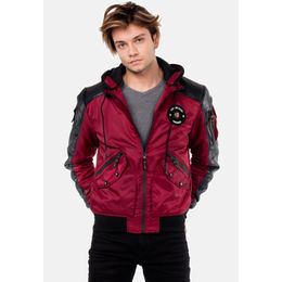 Cipo & Baxx CIPO & BAXX Herren Bomberjacke "Jacke", rot, Basic, Gr. M, unifarben, 100% Polyester, Jacken, mit abnehmbarer Kapuze, CM-134