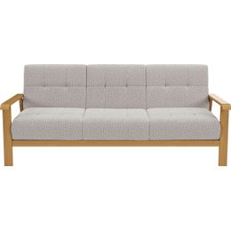 Sit & More 3-Sitzer SIT & MORE, B:199cm H:88cm T:106cm, beige, 100% Polyester, Sofas, "Billund", Armlehnen aus eichefarbigem Buchenholz, verschiedene Bezüge und
