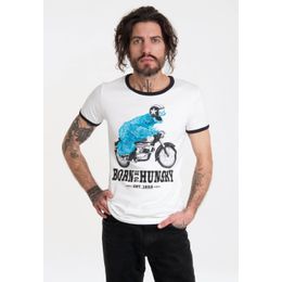 logoshirt Damen T-Shirt "Sesamstraße – Krümelmonster Motorrad", bunt, Gr. M, bedruckt, 100% Baumwolle, Shirts, mit lizenziertem Print