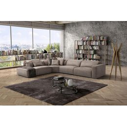 Ecksofa Egoitaliano, B:378cm H:95cm T:282cm, braun, Luxus-Micofaser Lederoptik (100% Polyester) ist ein neues technisches Gewebe mit einem visuellen