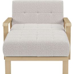 Sit & More Recamiere SIT & MORE, B:109cm H:88cm T:185cm, beige, 100% Polyester, Sofas, "Billund", Armlehnen aus Buchenholz in natur, verschiedene Bezüge und