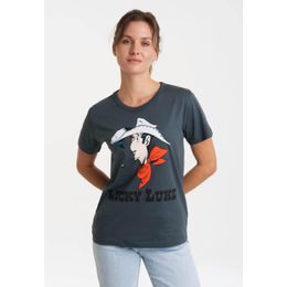 logoshirt Damen T-Shirt "Lucky Luke - Portrait", blau, Gr. M, bedruckt, 100% Baumwolle, Shirts, mit lizenziertem Print