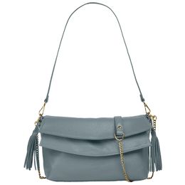 Samantha Look Damen Umhängetasche, blau, Leder, leicht glänzend, unifarben, Taschen, echt Leder, Made in Italy