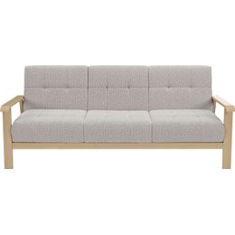 Sit & More 3-Sitzer SIT & MORE, B:199cm H:88cm T:106cm, beige, 100% Polyester, Sofas, "Billund", Armlehnen aus Buchenholz in natur, verschiedene Bezüge und