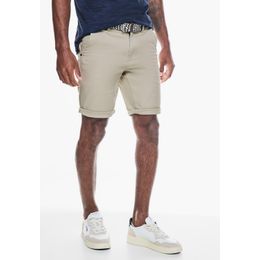 Street One MEN Herren Chinohose, beige, Gr. 32, unifarben, Web, Oberstoff: 97% Baumwolle, 3% Elasthan; Gürtel: 100% Baumwolle, Hosen, softer