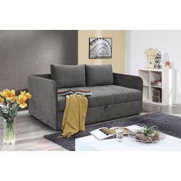Schlafsofa Alina, B:209cm H:73cm T:95cm, grau, Struktur fein XBO (100% Polyester), Kinderzimmer, Sofas, "Marla", inkl. Stauraum und 2 Rückenkissen