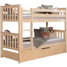 Etagenbett Ticaa, B:103,5cm H:160cm L:213cm, beige, Kinderzimmer, Etagenbetten, "Sammy, umbaubar zu 2 Einzelbetten, edles Design im Landhausstil",