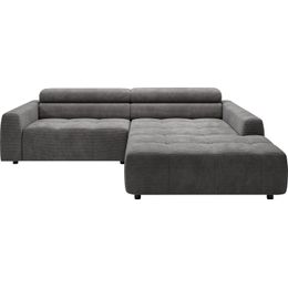 Ecksofa 3C CANDY, B:258cm H:68cm T:217cm, grau, 88% Polyester, 12% Polyacryl, Sofas, "Denver auch mit Cord- und Easy care-Bezug, Kopfteilverstellung