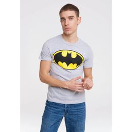 logoshirt Damen T-Shirt "BATMAN - LOGO", grau, Gr. L, bedruckt, 100% Baumwolle, Shirts, mit coolem Superhelden-Logo