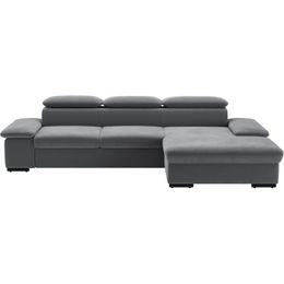 Sit & More Ecksofa SIT & MORE, B:286cm H:73cm T:174cm, grau, 98% Polyester, 2% Polyamid, Wohnzimmer, Sofas, "Alcudia L-Form", wahlweise mit Bettfunktion
