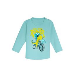 TRIGEMA Jungen Sweatshirt "TRIGEMA Langarmshirt mit großem Dino-Printmotiv", blau, Basic, Gr. 92, 95% Baumwolle, 5% Elasthan, Sweatshirts