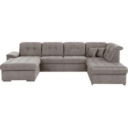 Wohnlandschaft, B:340cm H:92cm T:248cm, grau, exxpo - SOFA FASHION, Sofas, "Durango, aufwendige Sitz- und Rückenverarbeitung, bequem, U-Form", inkl.