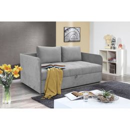 Schlafsofa Alina, B:209cm H:73cm T:95cm, grau, Struktur fein XBO (100% Polyester), Kinderzimmer, Sofas, "Marla", inkl. Stauraum und 2 Rückenkissen