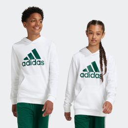 Kapuzensweatshirt adidas Sportswear "BIG LOGO ESSENTIALS COTTON HOODIE" Gr. 152, white / collegiate green Kinder Sweatshirts