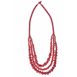 Damen Lange Kette "Maricar", rot, Basic, Collezione Alessandro, Holz, Halsketten, Holzperlen in verschiedenen Formen und Größen