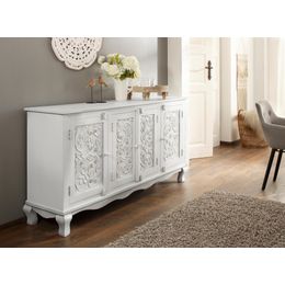 Sideboard Home Affaire, B:175cm H:85cm T:40cm, beige, Wohnzimmer, Sideboards, "Rajat", Kommode aus Mangoholz mit Frontenfräsungen, Breite 175 cm