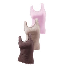 H.I.S. H.I.S Damen Spitzentop "aus Feinripp", rosa, Gr. 36, unifarben, Feinripp, Obermaterial: 100% Baumwolle, Tops, aus weicher Baumwoll-Qualit&auml;t