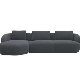 Wohnlandschaft FLEXLUX, B:307cm H:85cm T:146cm, grau, 100% Polyester, Sofas, "Torino, rund, L-Form, Sofa-Ecke mit Recamiere, Longchair-Sofa",
