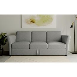 3-Sitzer Home Affaire, B:230cm H:90cm T:89cm, grau, 53% strukturiertes Polyester, 47% Polyester, Sofas, "Lavars Schlafsofa", mit Bettfunktion, in