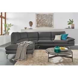 Ecksofa Calia italia, B:297cm H:87cm T:97cm, grau, Leder BULL - 100% Leder;Leder SORRRENTO - 100% Leder, Wohnzimmer, Sofas, "Dave, italienisches