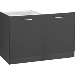 Spülenschrank KOCHSTATION, B:120cm H:82cm T:60cm, grau, MDF, Küche, Schränke, "KS-Kehl", für Geschirrspülmaschine, ohne Arbeitsplatte