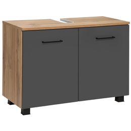 Waschbeckenunterschrank Welltime, B:80cm H:54cm T:35cm, grau, Holzwerkstoff, MDF, Badezimmer, Schr&auml;nke, "Trento, verschiedene Ausf&uuml;hrungen und