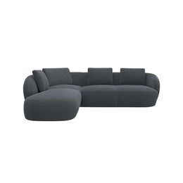 Ecksofa FLEXLUX, B:265cm H:85cm T:237cm, grau, 100% Polyester, Wohnzimmer, Sofas, "Torino, rund, L-Form, Sofa-Ecke mit Ottomane", Modernes,