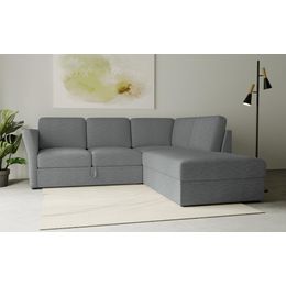 Ecksofa Home Affaire, B:241cm H:90cm T:226cm, grau, 53% strukturiertes Polyester, 47% Polyester, Wohnzimmer, Sofas, "Lavars, L-Form, Schlafsofa", mit