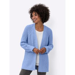 Heine Damen Strickjacke, blau, Gr. 36, unifarben, 45% Polyacryl, 30% Polyamid, 25% Polyester, Strickjacken