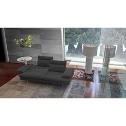 3,5-Sitzer Calia italia, B:228cm H:90cm T:113cm, grau, Leder BULL (100% Leder), Sofas, "Toby Wing, italienisches Designsofa mit erstklassigem