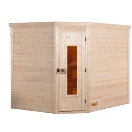 Weka Sauna "Massivholzsauna TURKU 3", Saunaofen, integrierte Steuerung, 9 kW, beige, Saunen, Blockbohlen, isolierte Holzt&uuml;r