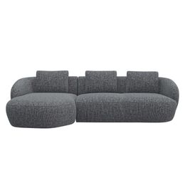 Wohnlandschaft FLEXLUX, B:276cm H:85cm T:146cm, grau, Sofas, "Torino, rund, L-Form, Sofa-Ecke mit Recamiere, Longchair-Sofa", Modernes, organisches