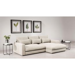 Ecksofa Home Affaire, B:271cm H:89cm T:171cm, beige, 88% Polyester, 12% Polyacryl, Wohnzimmer, Sofas, "Darwin, viele Kissen, extra tiefe Sitzfläche,