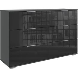 Schubkastenkommode wimex, B:130cm H:83cm T:41cm, grau, Sideboards, "Easy", mit Glas- oder Spiegelfront