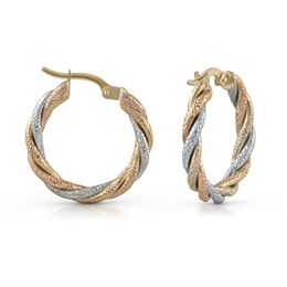 Diamonds by Ellen K. Damen Paar Creolen "Gold 585 dreifarbig 21mm Durchmesser", one-size, Gold, bunt, FASCINATION BY ELLEN K., Gold, Ohrringe