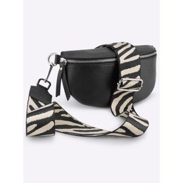 Heine Damen Handtasche, schwarz, Kunstfaser, Kunststoff, Leder, Metall, Polyester, unifarben, Taschen
