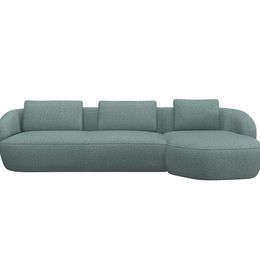 Wohnlandschaft FLEXLUX, B:307cm H:85cm T:146cm, blau, 62% Polyester, 17% Cotton, 14% Viscose, 7% Linen, Sofas, "Torino, rund, L-Form, Sofa-Ecke mit
