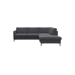 Ecksofa FLEXLUX, B:234cm H:85cm T:225cm, grau, 100% Polyester, Wohnzimmer, Sofas, "Fiore, L-Form", schmale Armlehnen, Füße Alu/schwarz, B/T