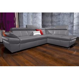 Ecksofa, B:268cm H:77cm T:204cm, grau, exxpo - SOFA FASHION, NaturLeder;Primabelle-Microfaser (100% Polyester);Luxus-Kunstleder, Wohnzimmer, Sofas,