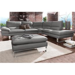 Ecksofa Calia italia, B:297cm H:87cm T:97cm, grau, NaturLeder Sorrento;Leder Bull, Wohnzimmer, Sofas, "Dave, italienisches Designsofa mit