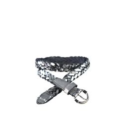 Damen Ledergürtel "Dacor", silber, Gr. 3, Collezione Alessandro, vintage, Leder, Gürtel, aus Rindsleder, 2cm schmal