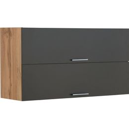 Klapphängeschrank KOCHSTATION, B:110cm H:57cm T:34cm, grau, Holzwerkstoff, Schränke, "KS-Colmar", 110 cm, mit Metallgriff, für viel Stauraum