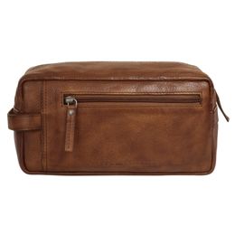 SPIKES & SPARROW Damen Kulturbeutel "TOILETRY BAG", SPIKES & SPARROW, braun, Leder, leicht gl&auml;nzend, unifarben, Taschen, echt Leder