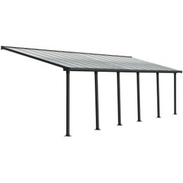 Terrassendach, B:860cm T:295cm, grau, PALRAM - CANOPIA, Aluminium, Polycarbonat (PC), Terrassenüberdachungen, "Olympia 3x8.5", BxT: 860x295 cm