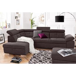 Ecksofa, B:274cm H:81cm T:206cm, braun, exxpo - SOFA FASHION, NaturLEDER (echtes Rindsleder) in Sitz und Rücken. Korpus in passendem Kunstleder