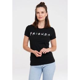 logoshirt Damen T-Shirt "Friends - Logo", schwarz, Gr. L, bedruckt, 100% Baumwolle, Shirts, mit lizenziertem Print