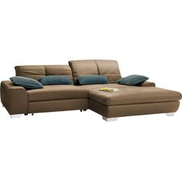 Ecksofa, B:276cm H:89cm T:198cm, braun, SET ONE BY Musterring, 100% Polyester, Wohnzimmer, Sofas, "SO 1200 inkl. Sitztiefen- & Rückenverstellung für