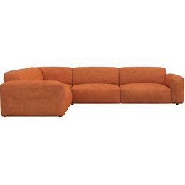 Ecksofa FLEXLUX, B:319cm H:73cm T:285cm, orange, 85% Polyester/15%Polyamide, Wohnzimmer, Sofas, "Lucera, super bequem durch hochwertigen Sitzaufbau