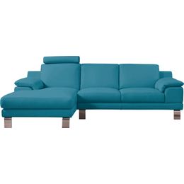 Ecksofa Egoitaliano, B:236cm H:84cm T:152cm, blau, Leder »BULL« (echtes Rindsleder). Geschliffenes, pigmentiertes und behandeltes Rindsleder mit
